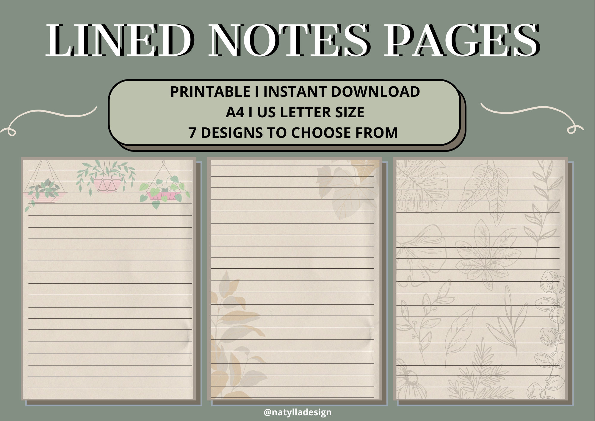 Printable Lined Paper, Printable Note Pages, Printable Notes, Planner ...