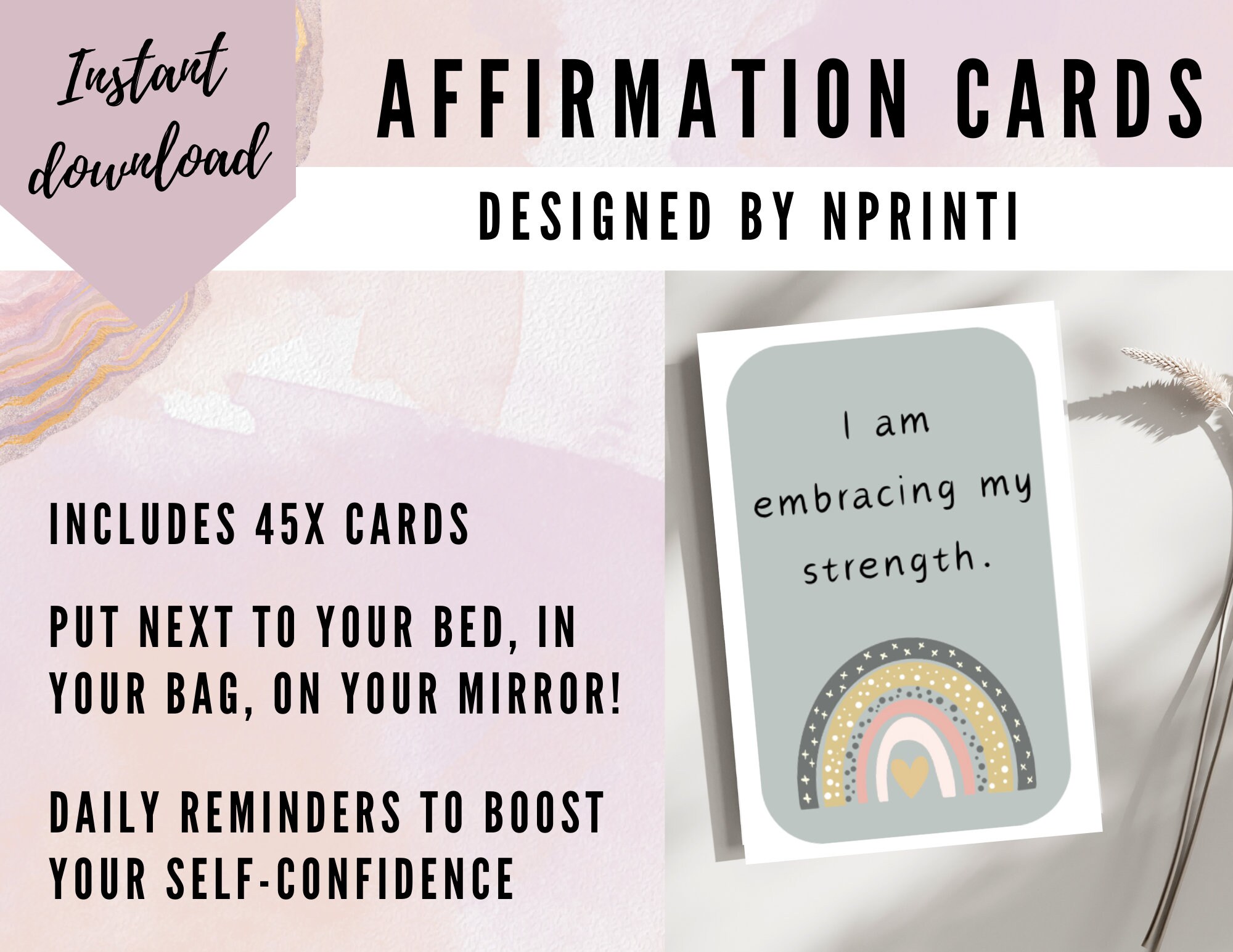 Affirmation Cards, Positive Quote Flash Cards, Affirmations Cards, Self ...