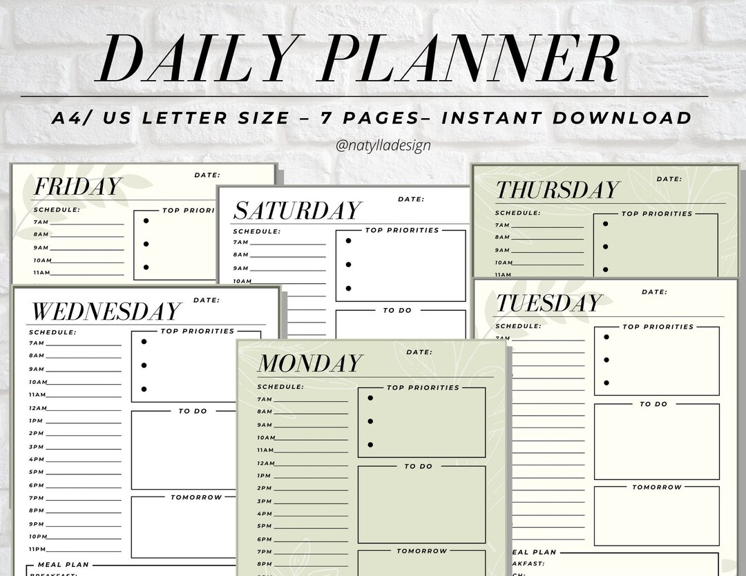 2021 Daily Planner Printable, Printable Daily Planner Pages, 2021 ...
