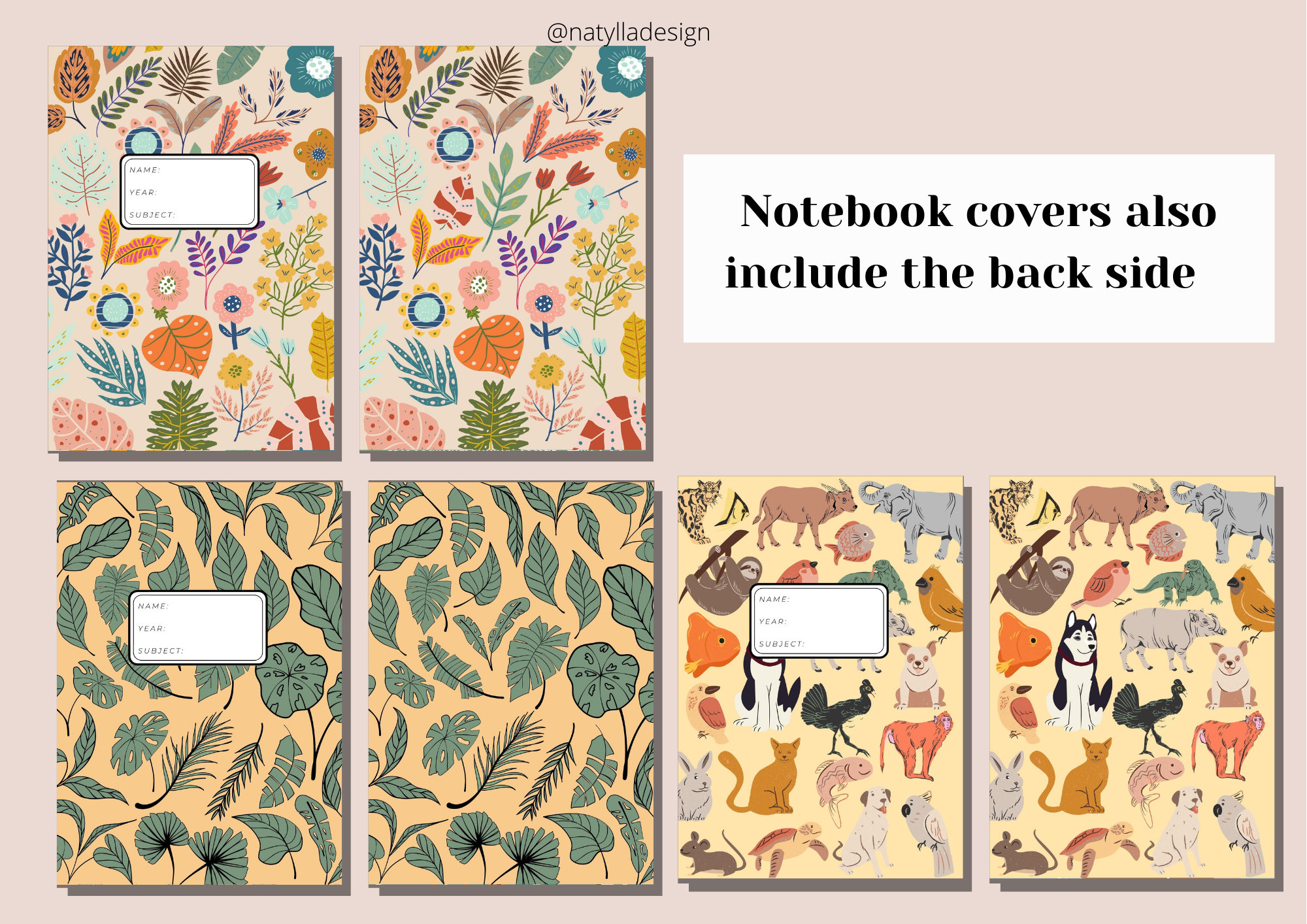 PDF Printable Notebook Covers, Downloadable Cover Pages, Instant ...