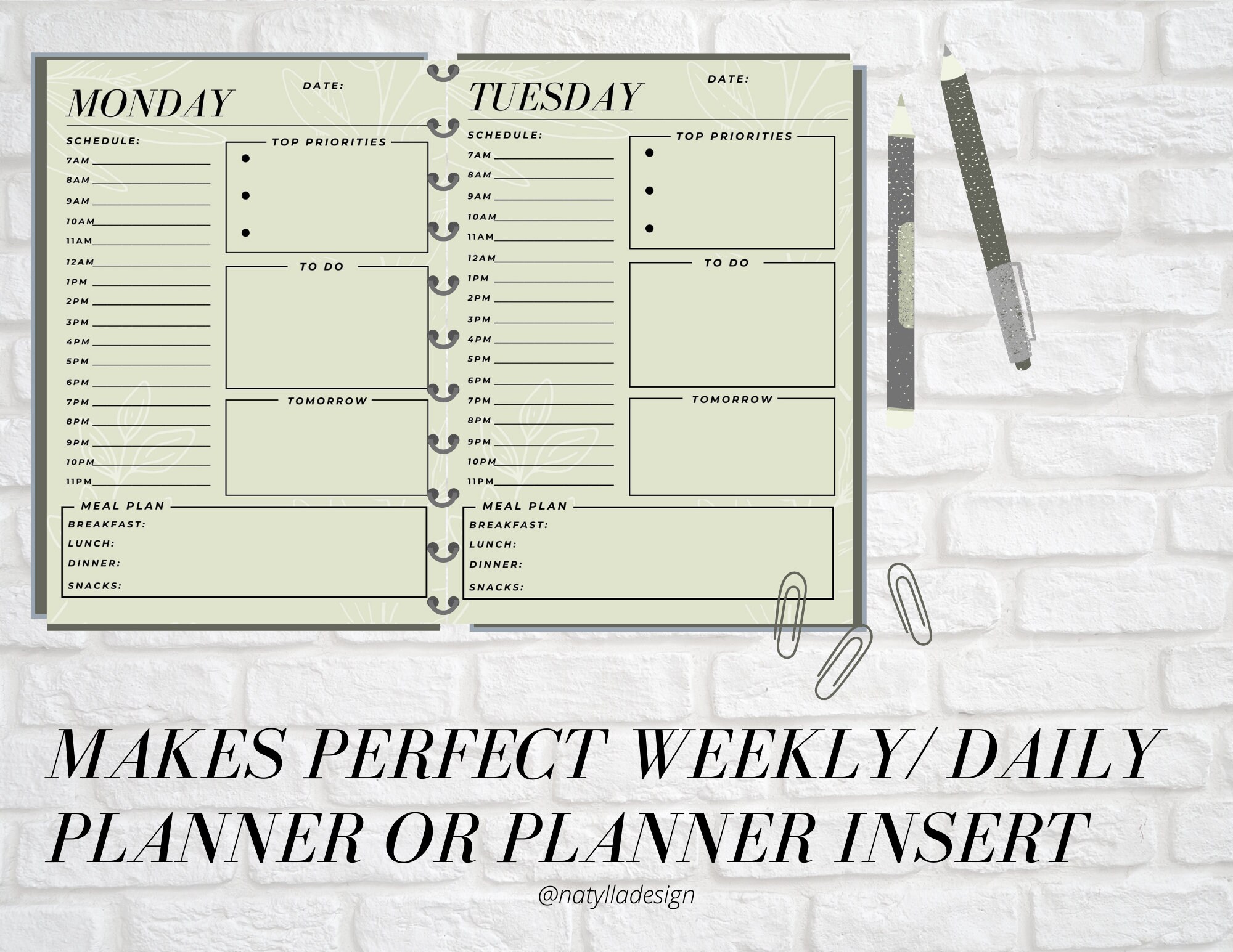 2021 Daily Planner Printable Printable Daily Planner Pages - Etsy