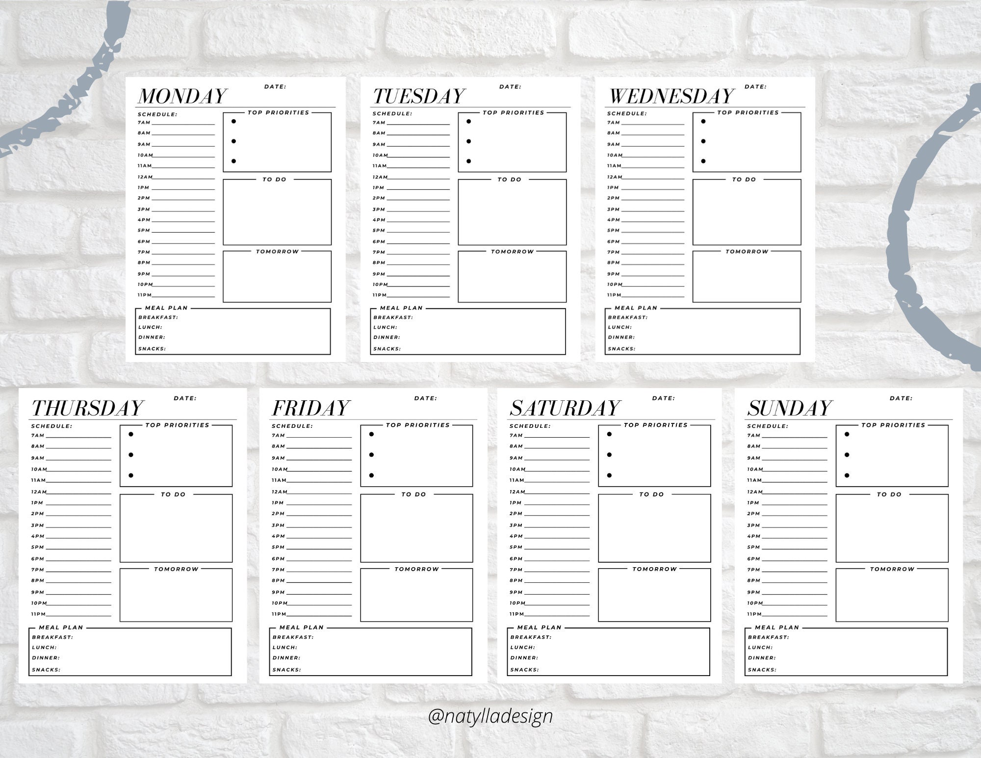 2021 Daily Planner Printable Printable Daily Planner Pages - Etsy