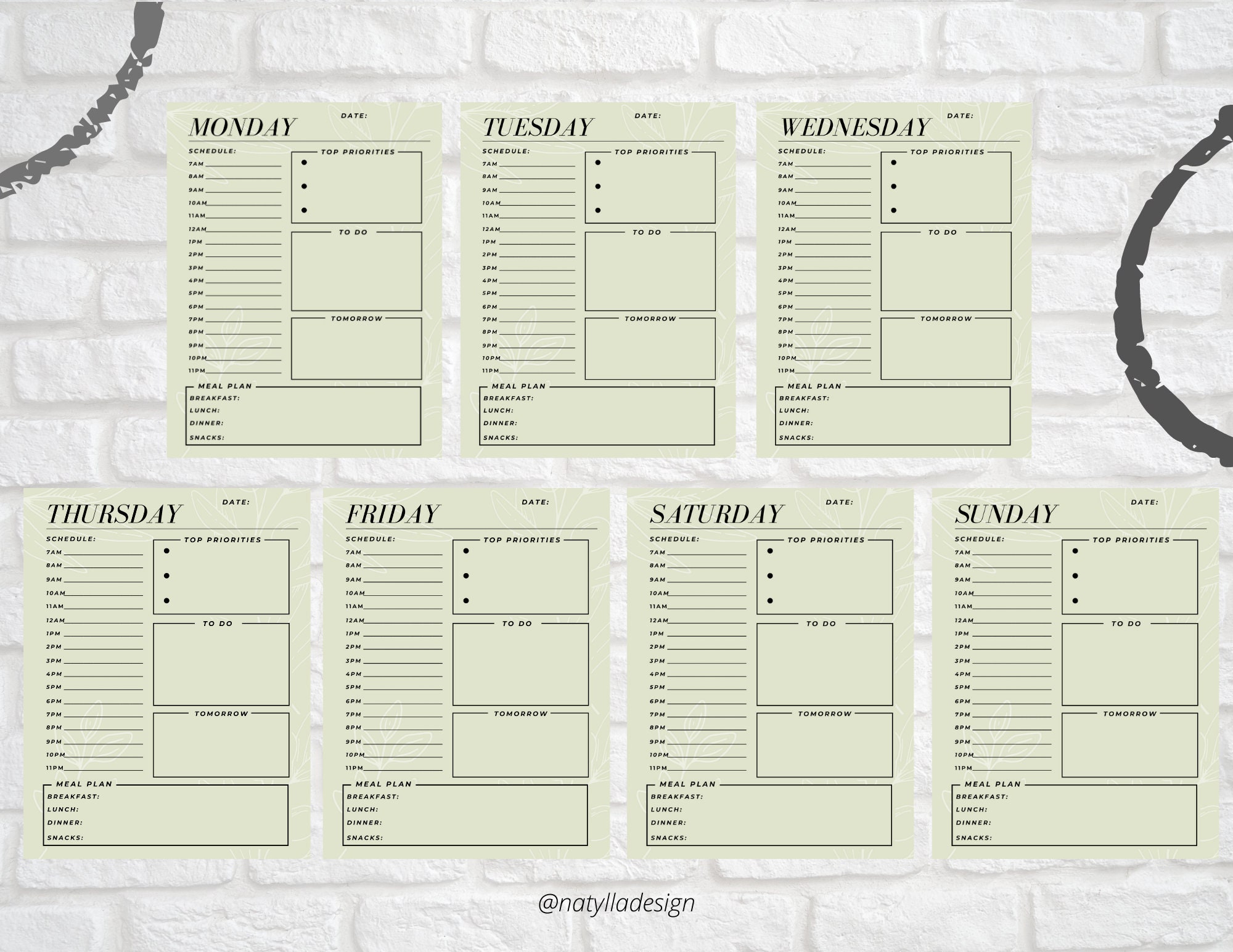 2021 Daily Planner Printable Printable Daily Planner Pages - Etsy