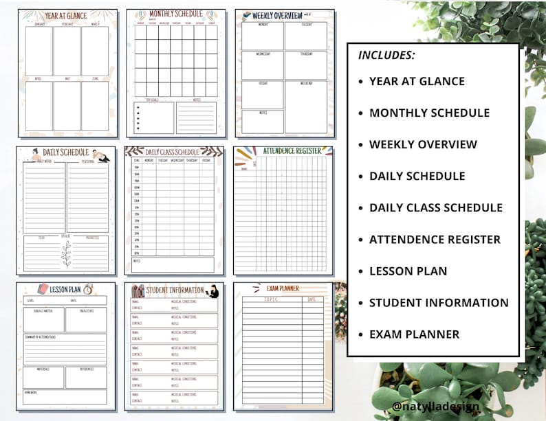 Teacher Planner PDF Planner Printable Printable Planner Undated ...