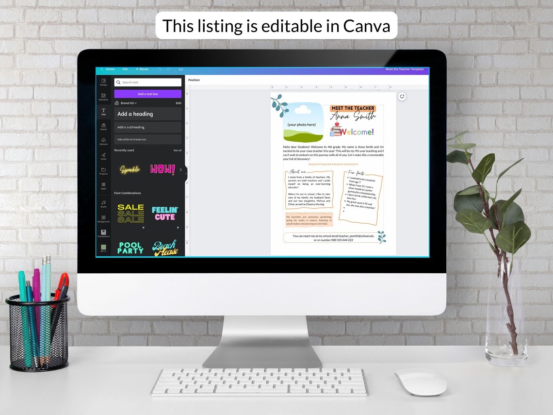Meet the Teacher, Editable Template, Back to School, Canva Template ...