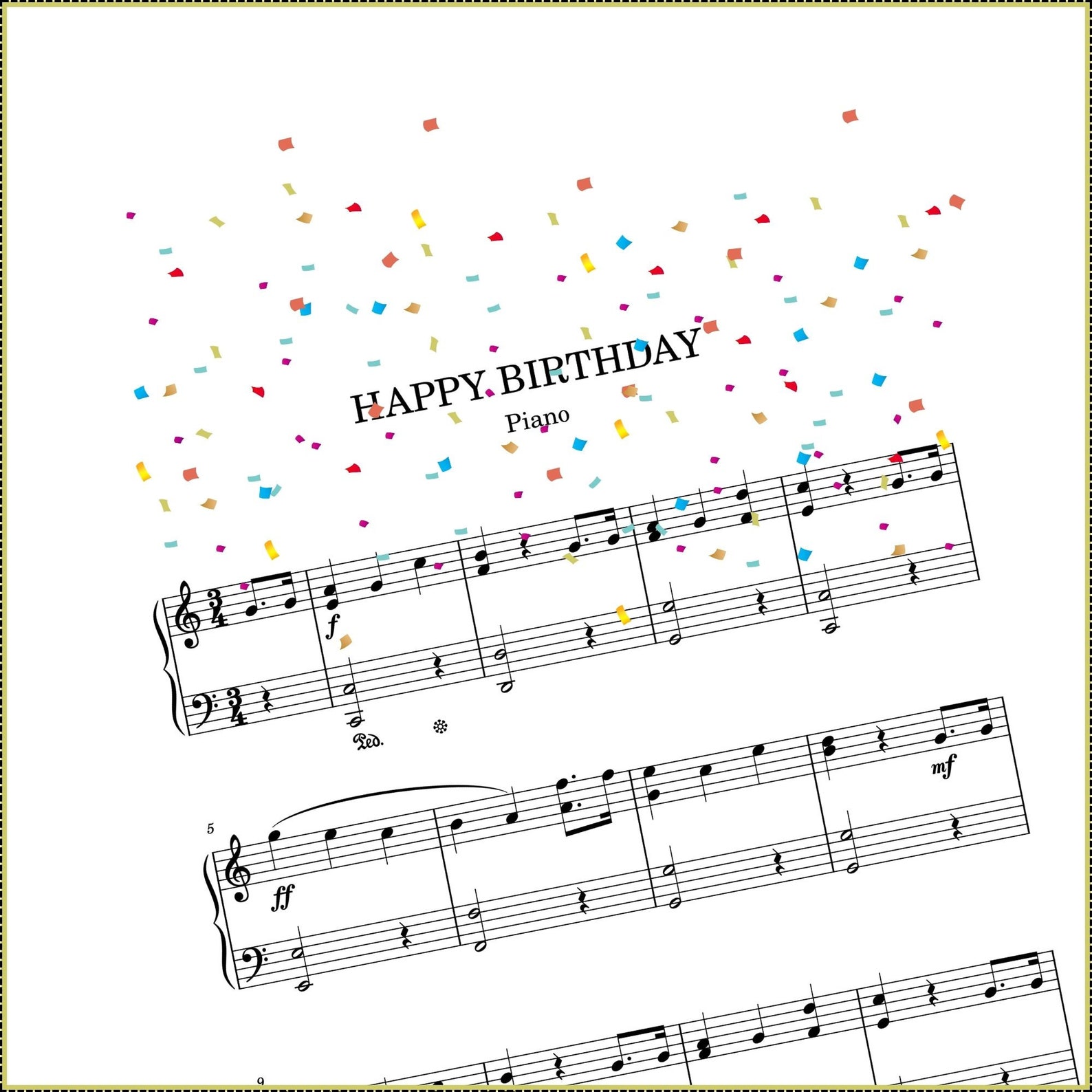 Happy Birthday Piano Sheet Music, Birthday Songs, Music Notes, Digital ...