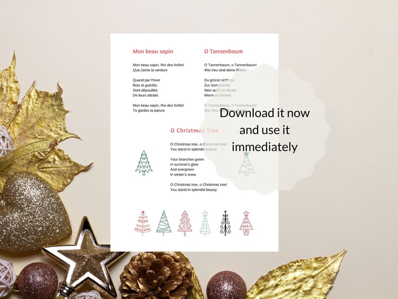 O Christmas Tree Song Printable, Sheet Music With Lyrics, English ...