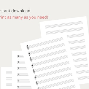 Printable Sheet Music, Blank Music Notation Paper, Treble Bass Clef ...