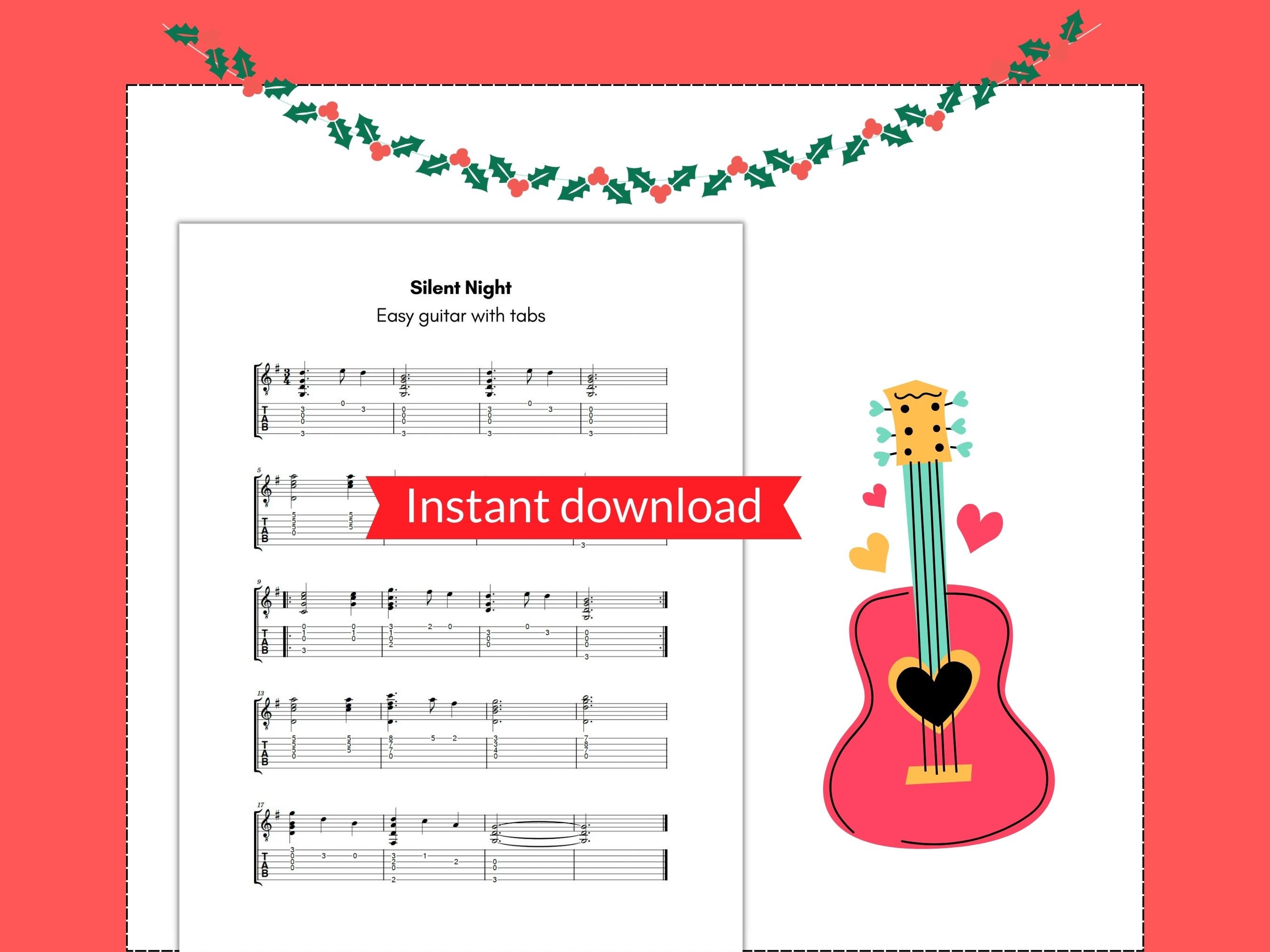 Silent Night Guitar Arrangement, Sheet Music With Tabs, Christmas Music ...