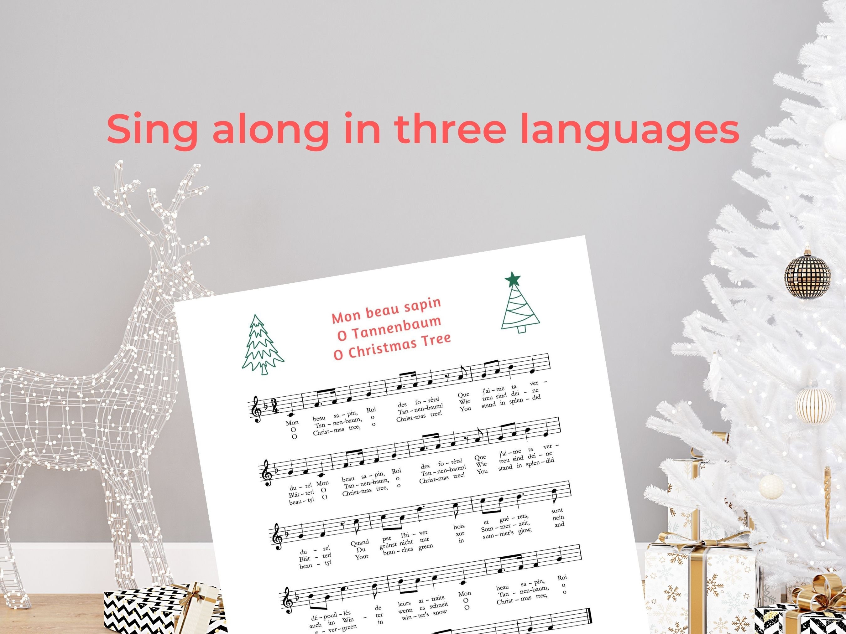 O Christmas Tree Song Printable, Sheet Music With Lyrics, English ...