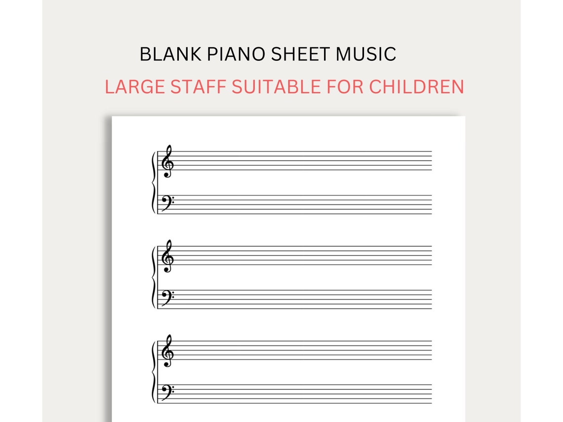 Music Notation Paper Printable, Blank Sheet Music, Treble and Bass Clef ...
