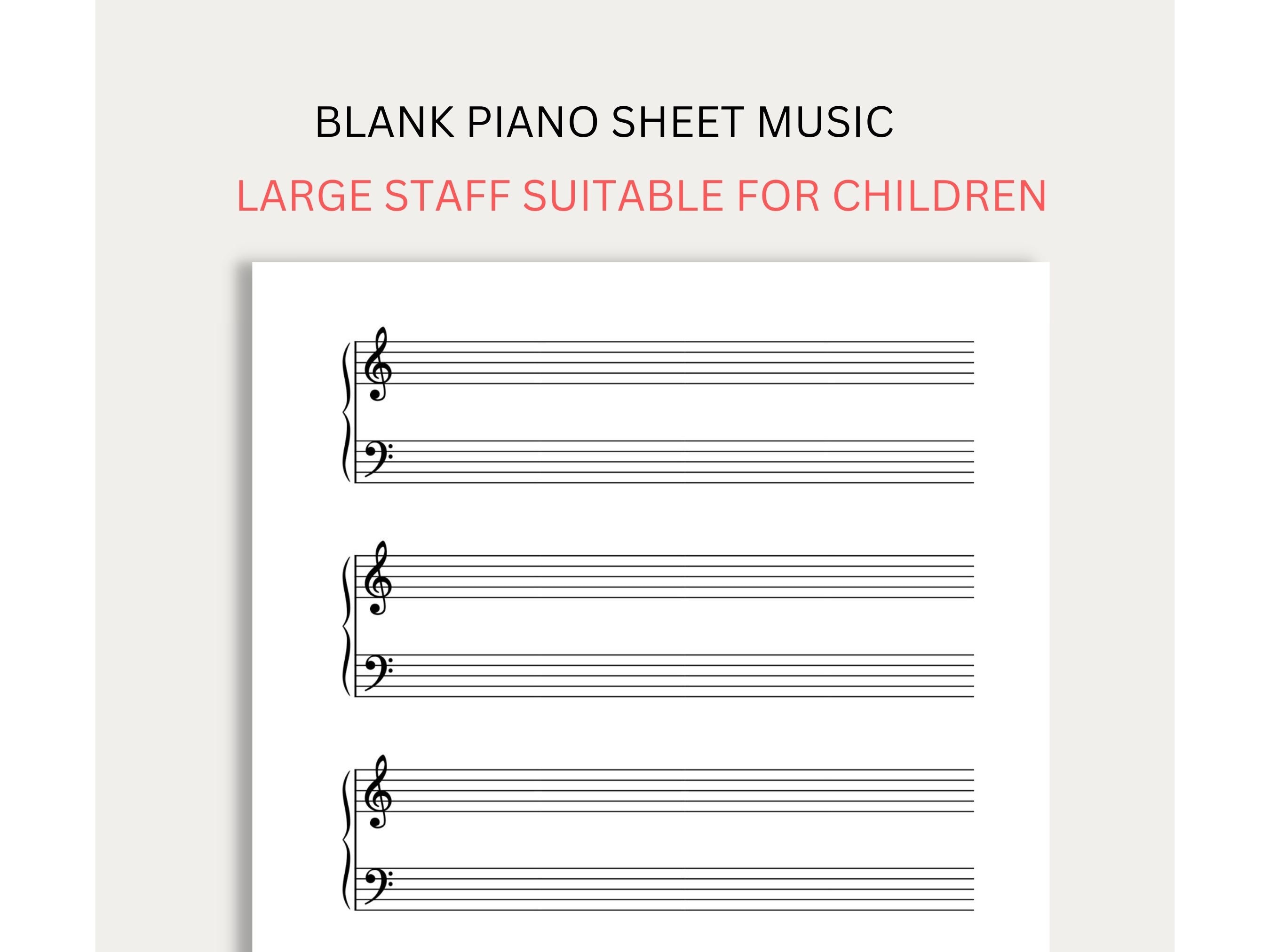 Music Notation Paper Printable, Blank Sheet Music, Treble and Bass Clef ...
