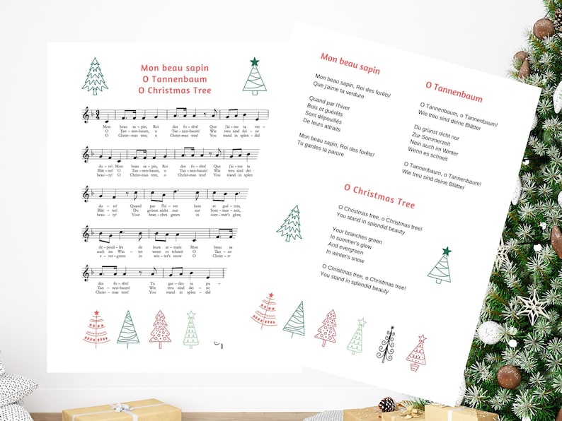 O Christmas Tree Song Printable, Sheet Music With Lyrics, English ...