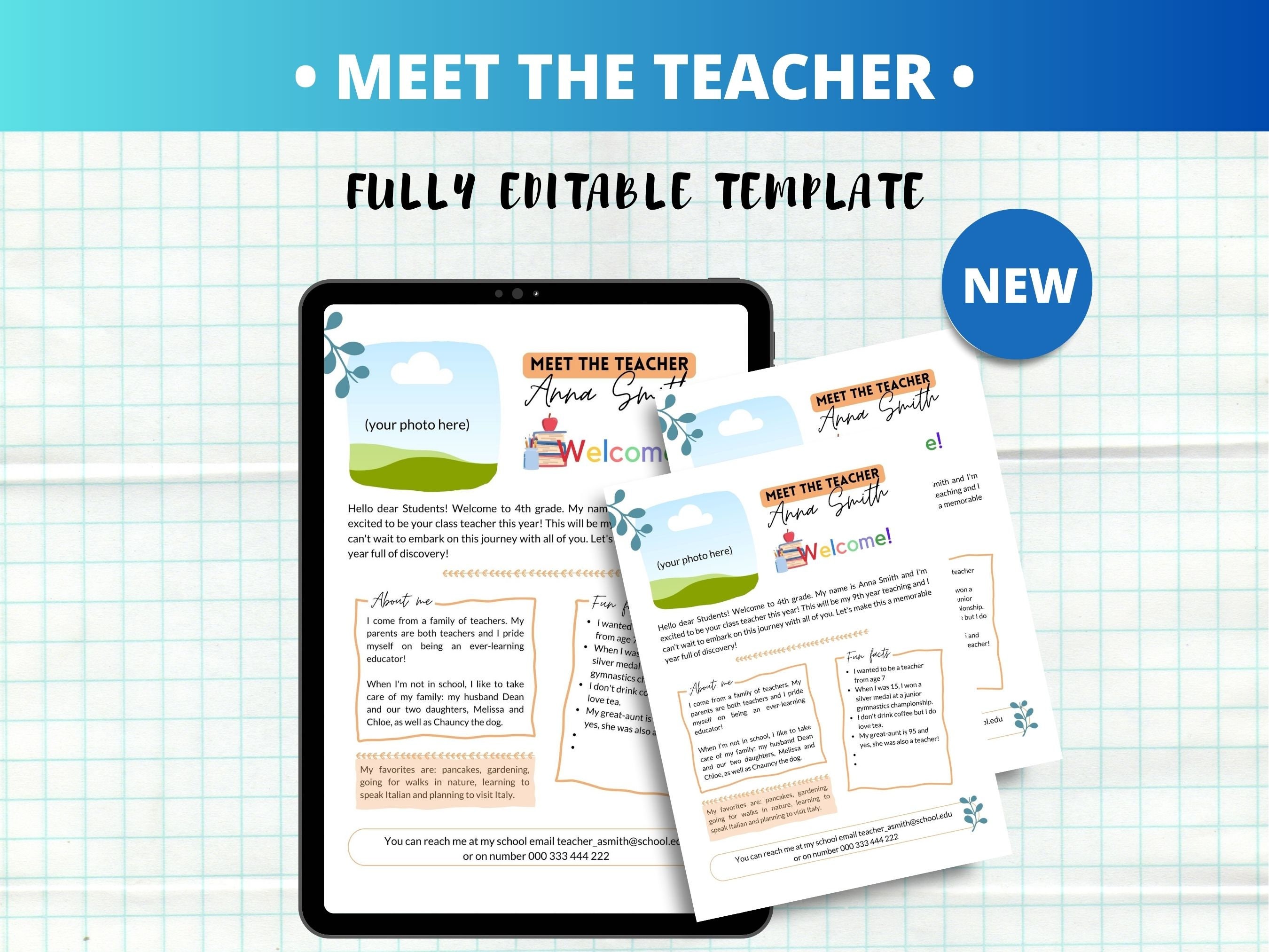 Meet the Teacher, Editable Template, Back to School, Canva Template ...