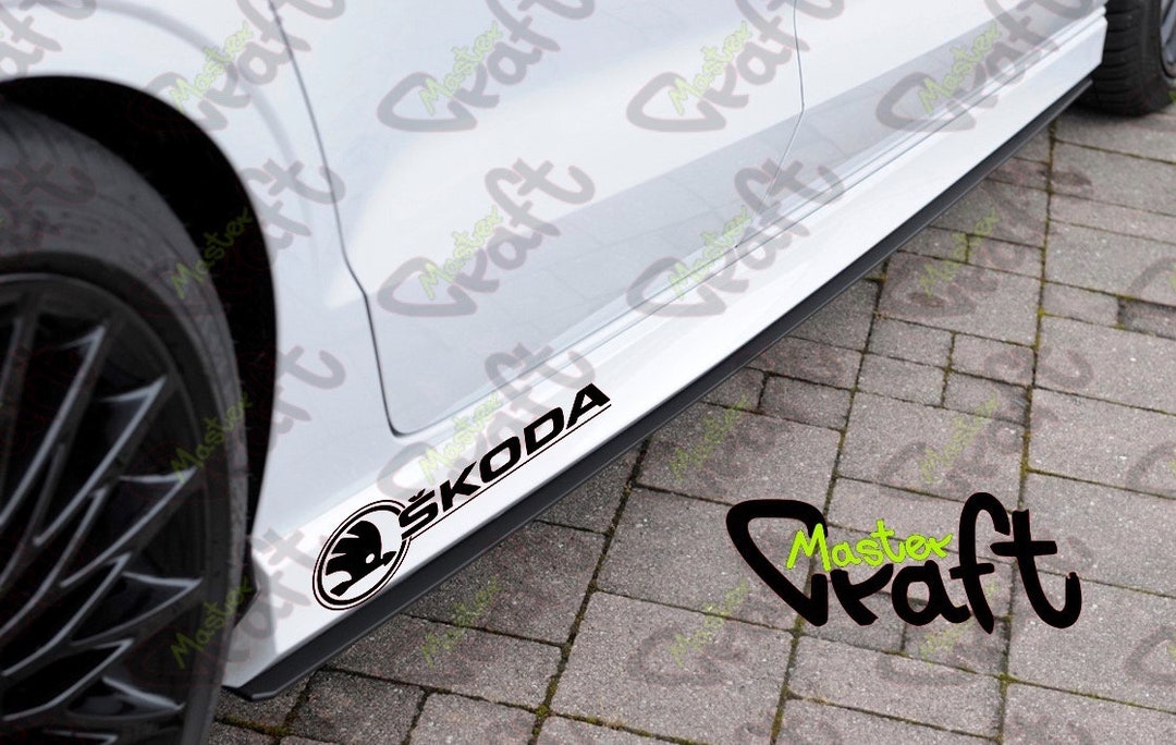 Skoda Logo New 35 Colour Side Skirt Gloss Vinyl Stickers Car Decals Set ...