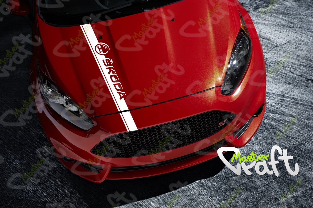 Skoda Logo Hood Bonnet Stripes Gloss Vinyl Car Decals X1 Default White ...