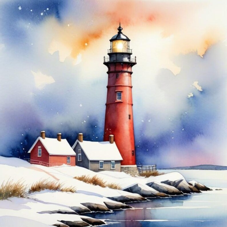 Snowy Lighthouses Digital Image Files - Etsy