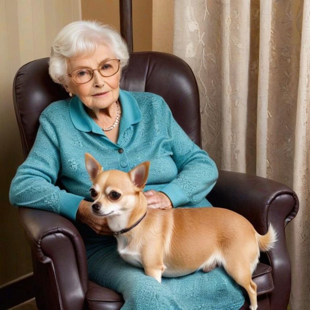 Old Lady Sat With Her Chihuahua Download Image Files - Etsy
