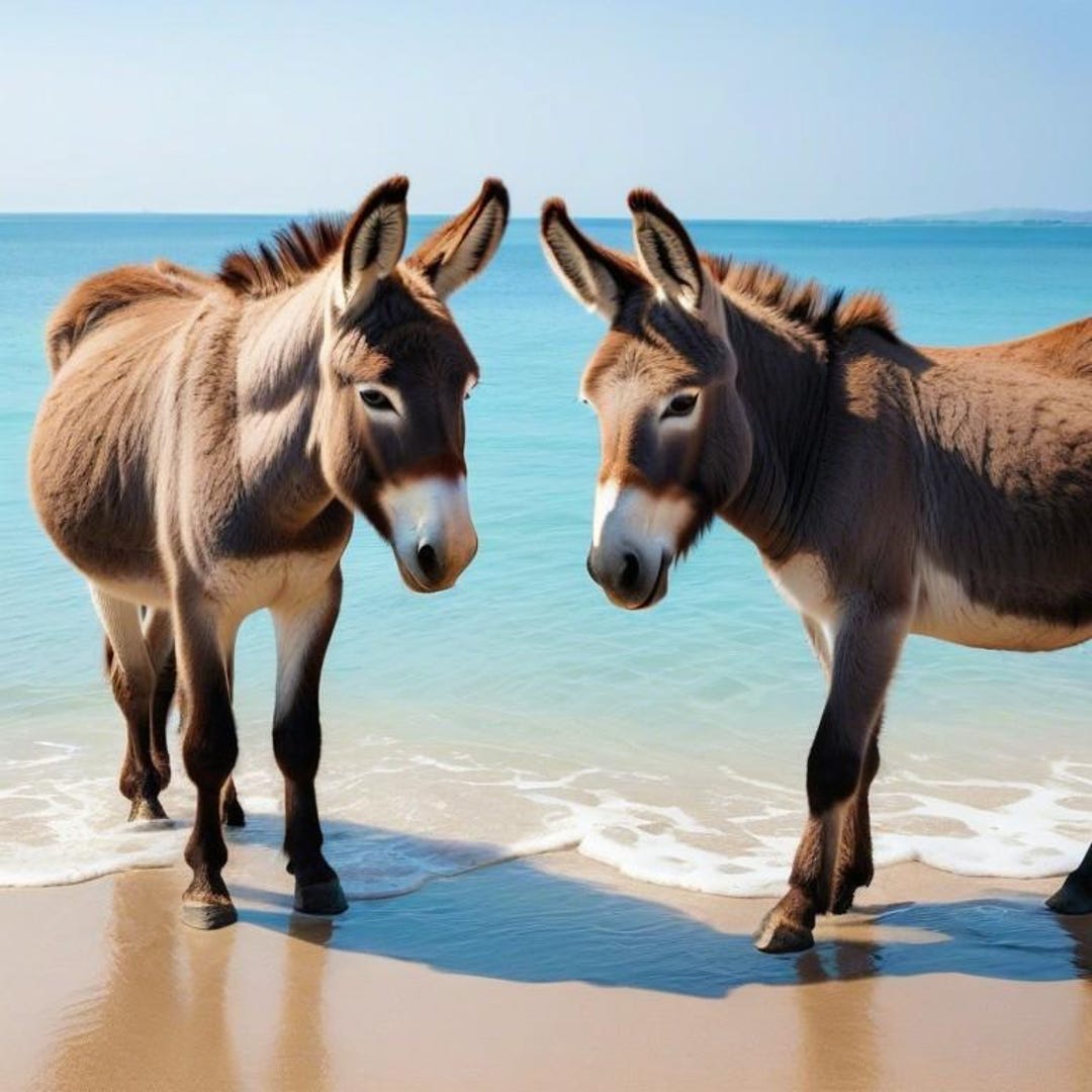 Donkeys at the Seaside Download Image Files - Etsy
