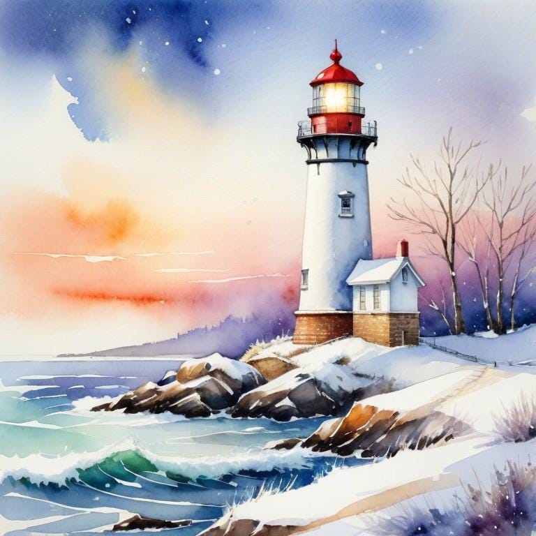 Snowy Lighthouses Digital Image Files - Etsy