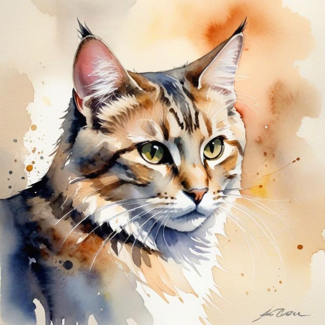 Cat Portraits Watercolours Download File Images - Etsy
