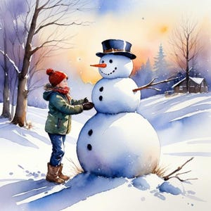 Snowman Building Download Digital Files - Etsy