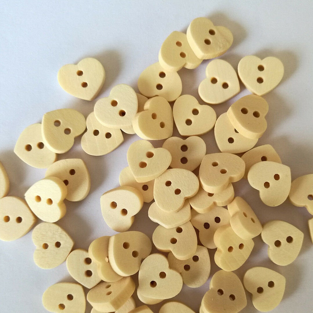 Natural Heart Shaped Wooden Buttons Sewing Crocheting - Etsy