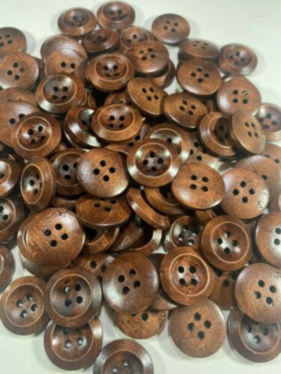 15/20mm Dark Brown Wooden Buttons 4 Hole Cardigan Sewing Crafts ...