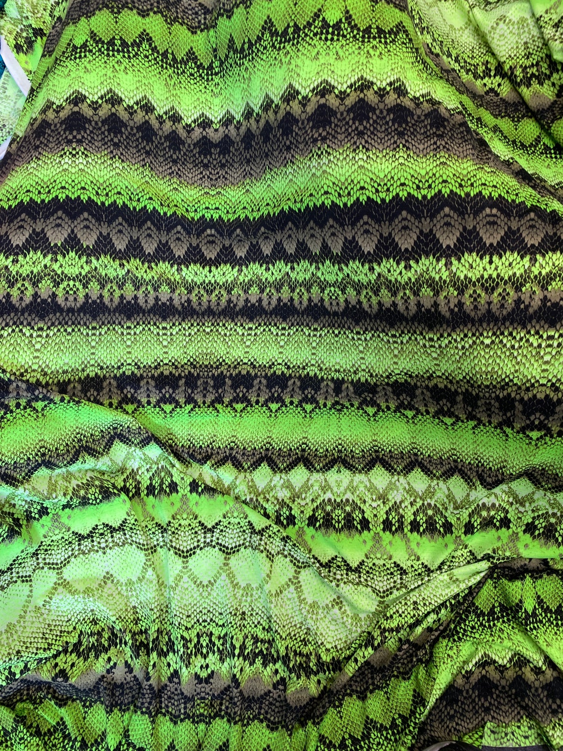Neon Green Snake 60 Wide Stretches 4 Sides Sold by the Yard - Etsy