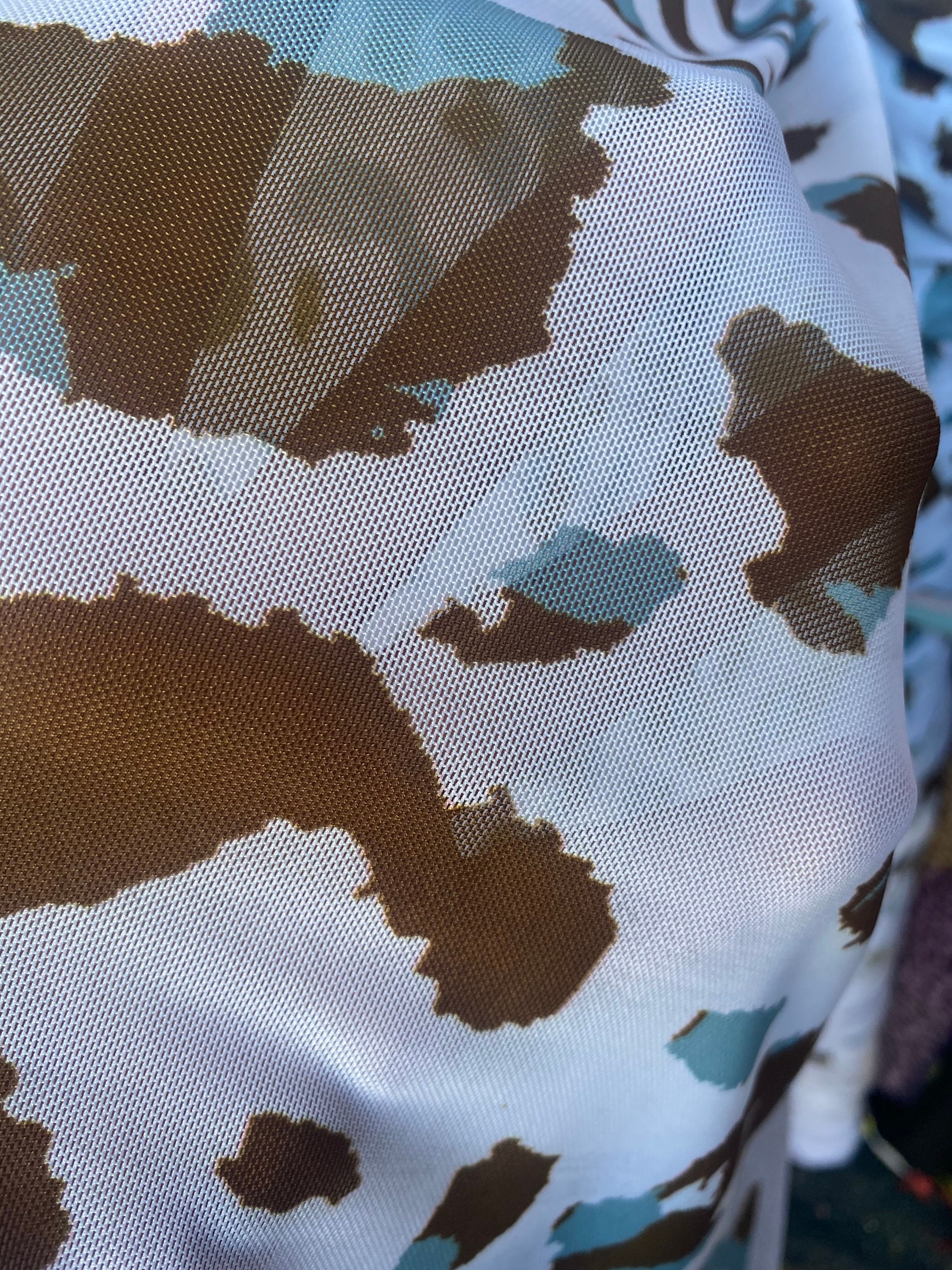 Cow Print Stretch 4 Way on Mesh Wheth /brow /blue Fabric by - Etsy