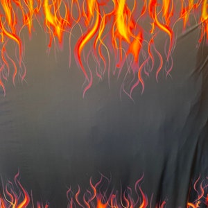 Black Fire Flame Design Spandex Stretches to All 4 Sides Sold by the ...