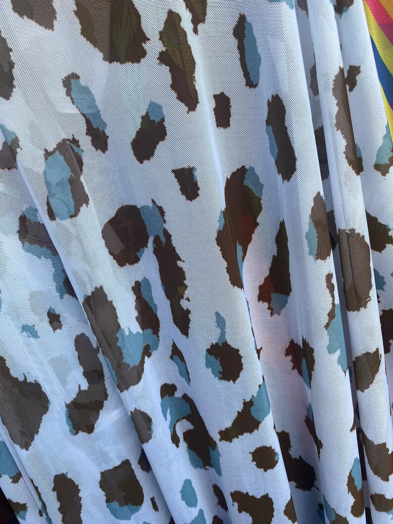 Cow Print Stretch 4 Way on Mesh Wheth /brow /blue Fabric by - Etsy