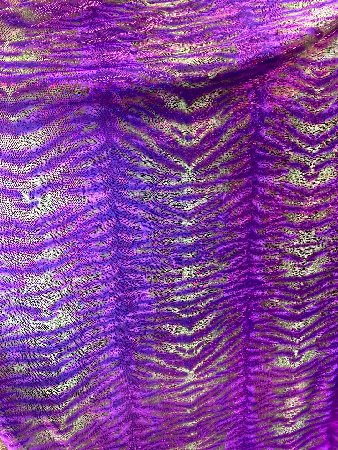 Iridescent Hologram Purple Tiger Design With Lime Spandex - Etsy