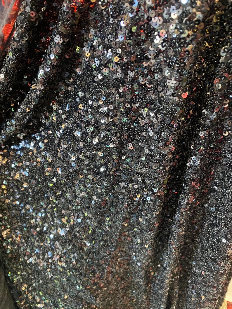 Round Sequins Black 4 Way Stretch Power Mesh Fabric Sold by the Yard - Etsy