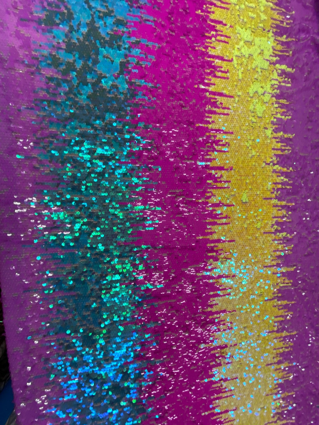 Rainbow 2 Way Stretch Wave Designs Sequins Fabric Sold by the - Etsy