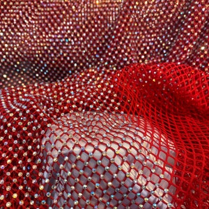 Red Fish Net With Rhinestones Iredecen Stretches for All 4 Sides Sold ...