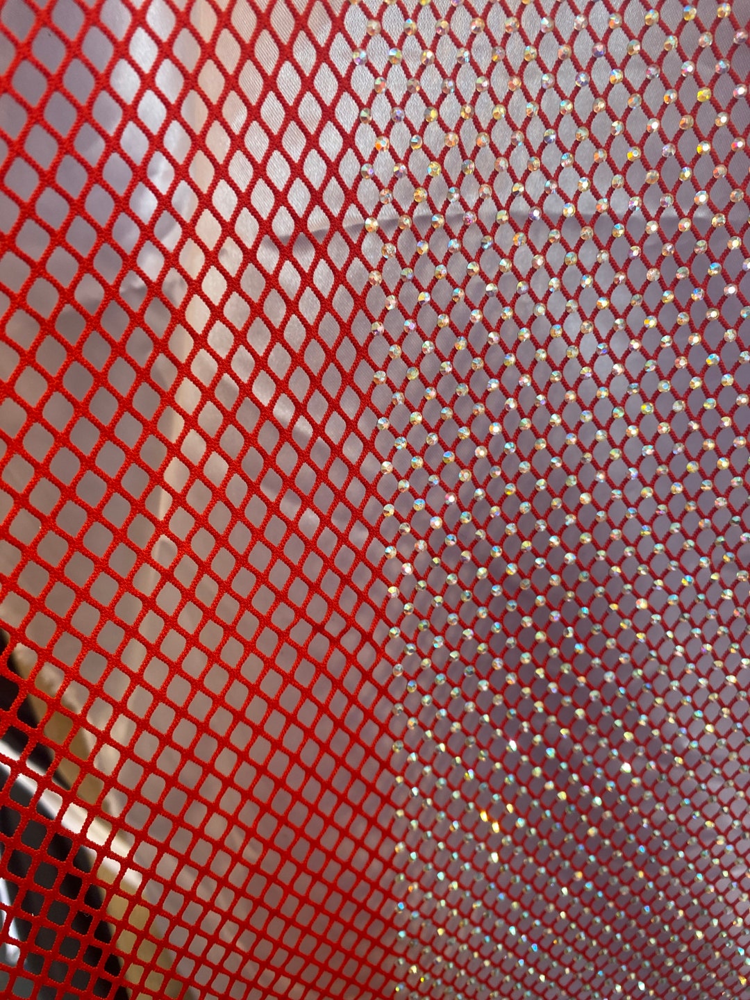 Red Fish Net With Rhinestones Iredecen Stretches for All 4 Sides Sold ...
