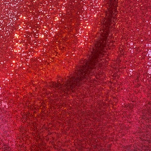 Elegant Iridiscente Red Sequin Red Spandex Stretch for All 4 Sides is ...