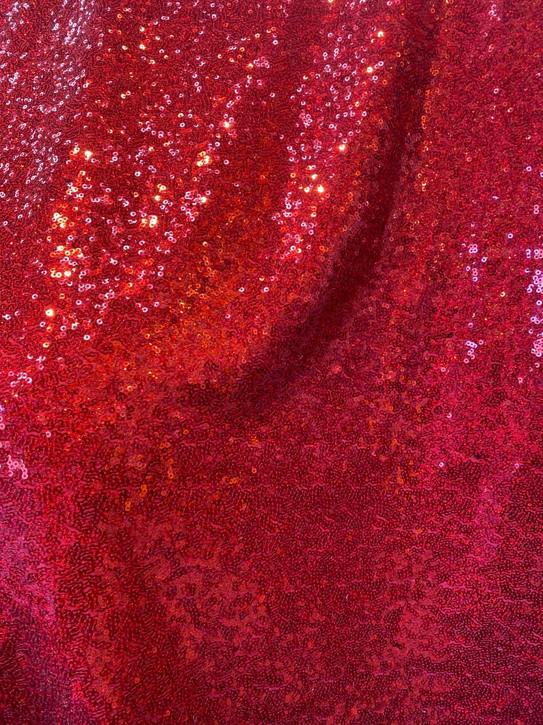 Elegant Iridiscente Red Sequin Red Spandex Stretch for All 4 Sides is ...