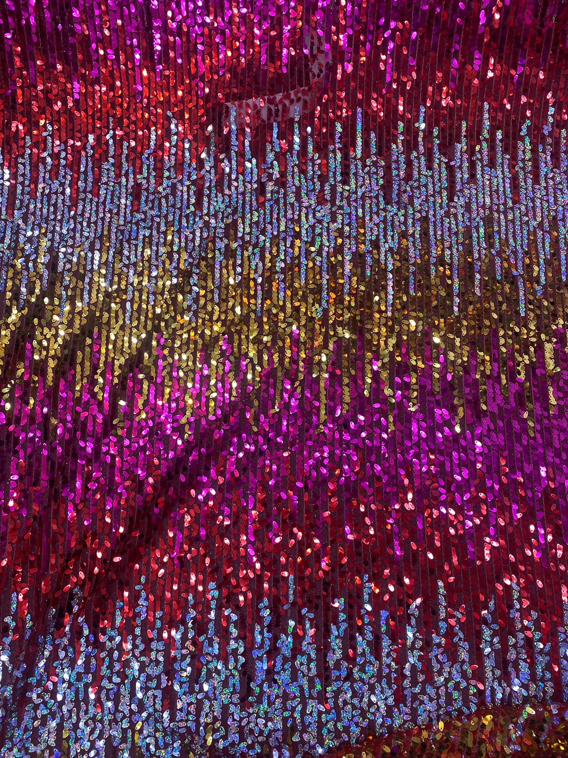 Multi-color Rainbow 2 Way Stretch Wave Designs Sequins Fabric - Etsy