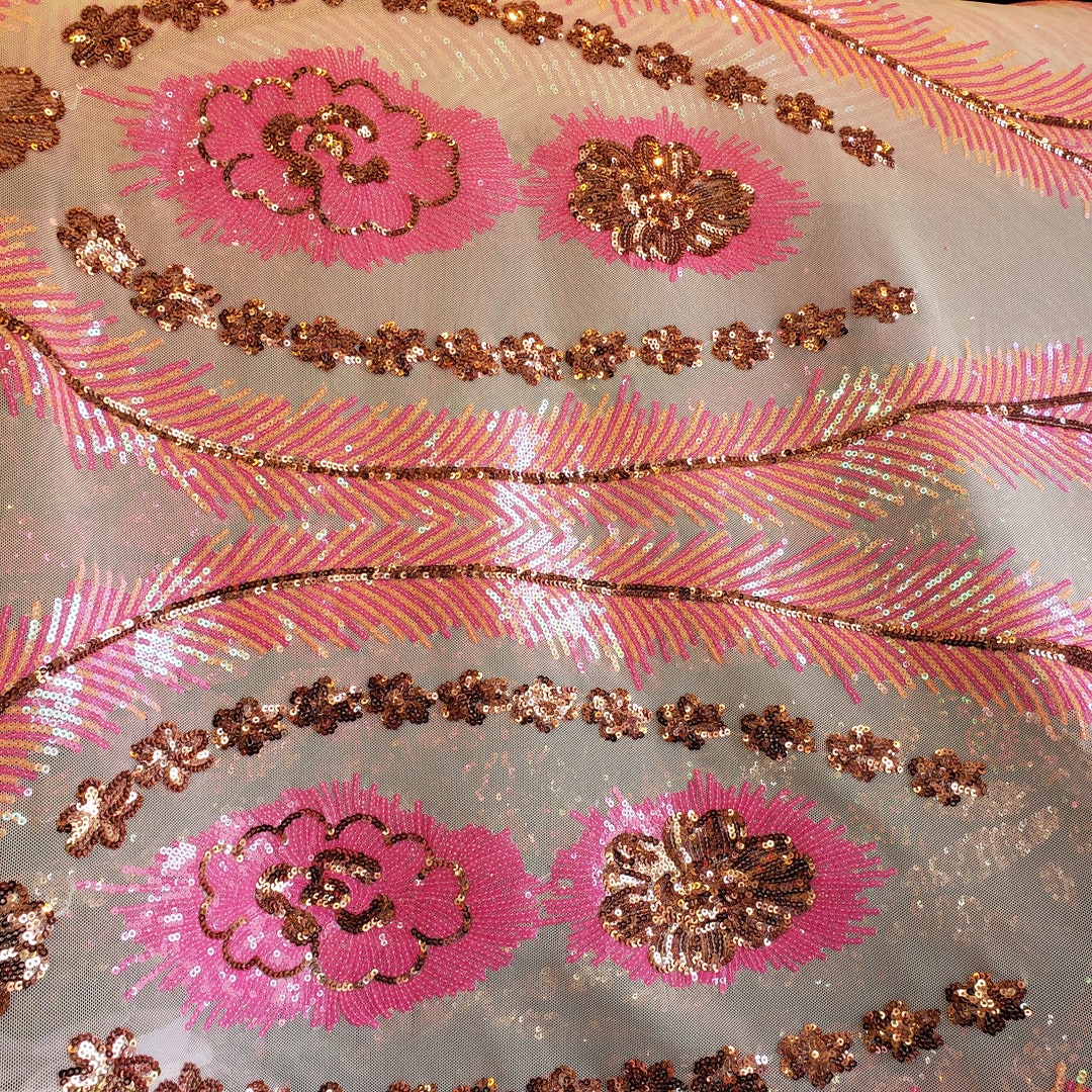 2 Way Stretch Power Mesh Iridescent Sequin Fabric Print Sold by the ...