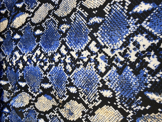 Snake Print 2 Way Stretch Blue/black Snake Reptile Exotic | Etsy
