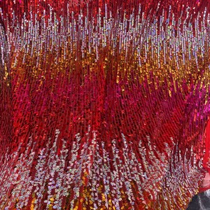 Multi-color Rainbow 2 Way Stretch Wave Designs Sequins Fabric Sold by ...