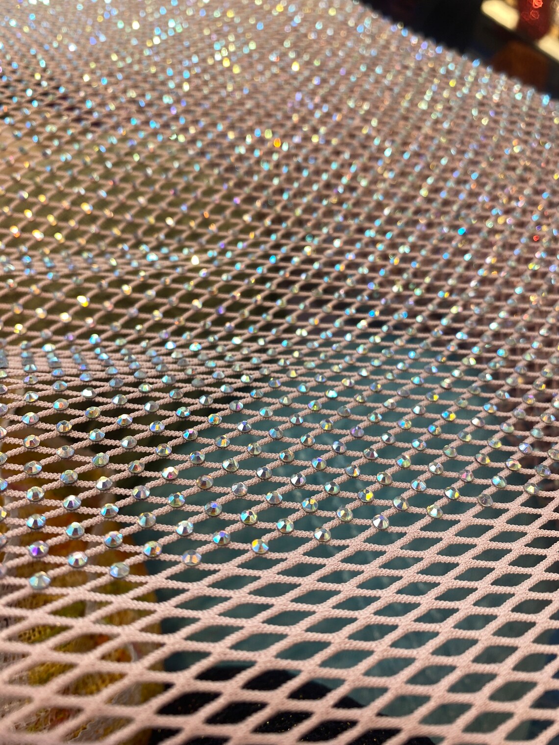 Pink Fish Net With Rhinestones Iredecen Stretches for All 4 Sides Sold ...