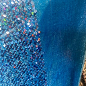 Turquoise Velvet Sequin Stretch 4 Way Stretch Fabric Sold by the Yard ...