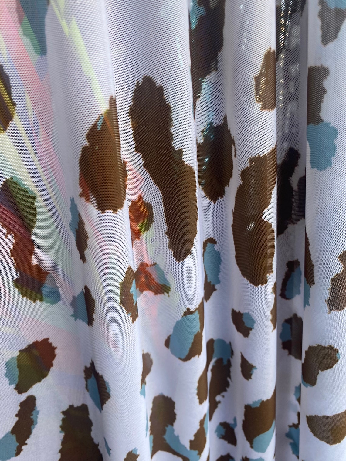 Cow Print Stretch 4 Way on Mesh Wheth /brow /blue Fabric by - Etsy