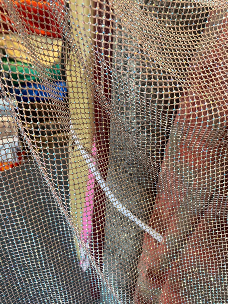 Pink Fish Net With Rhinestones Iredecen Stretches for All 4 Sides Sold ...