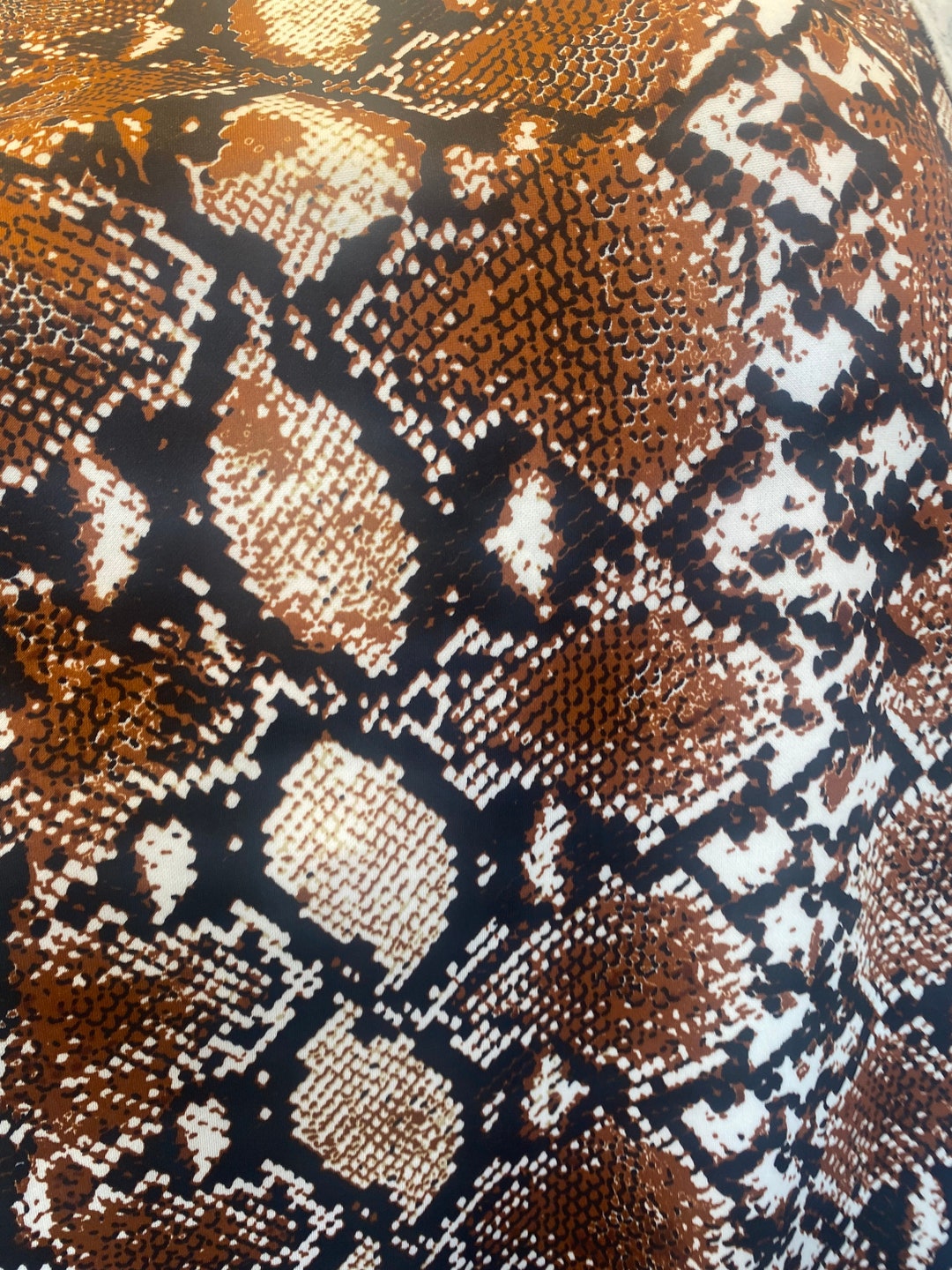 Snake Print 2 Way Stretch Bronw/ Tan Snake Reptile Exotic Animal Print ...