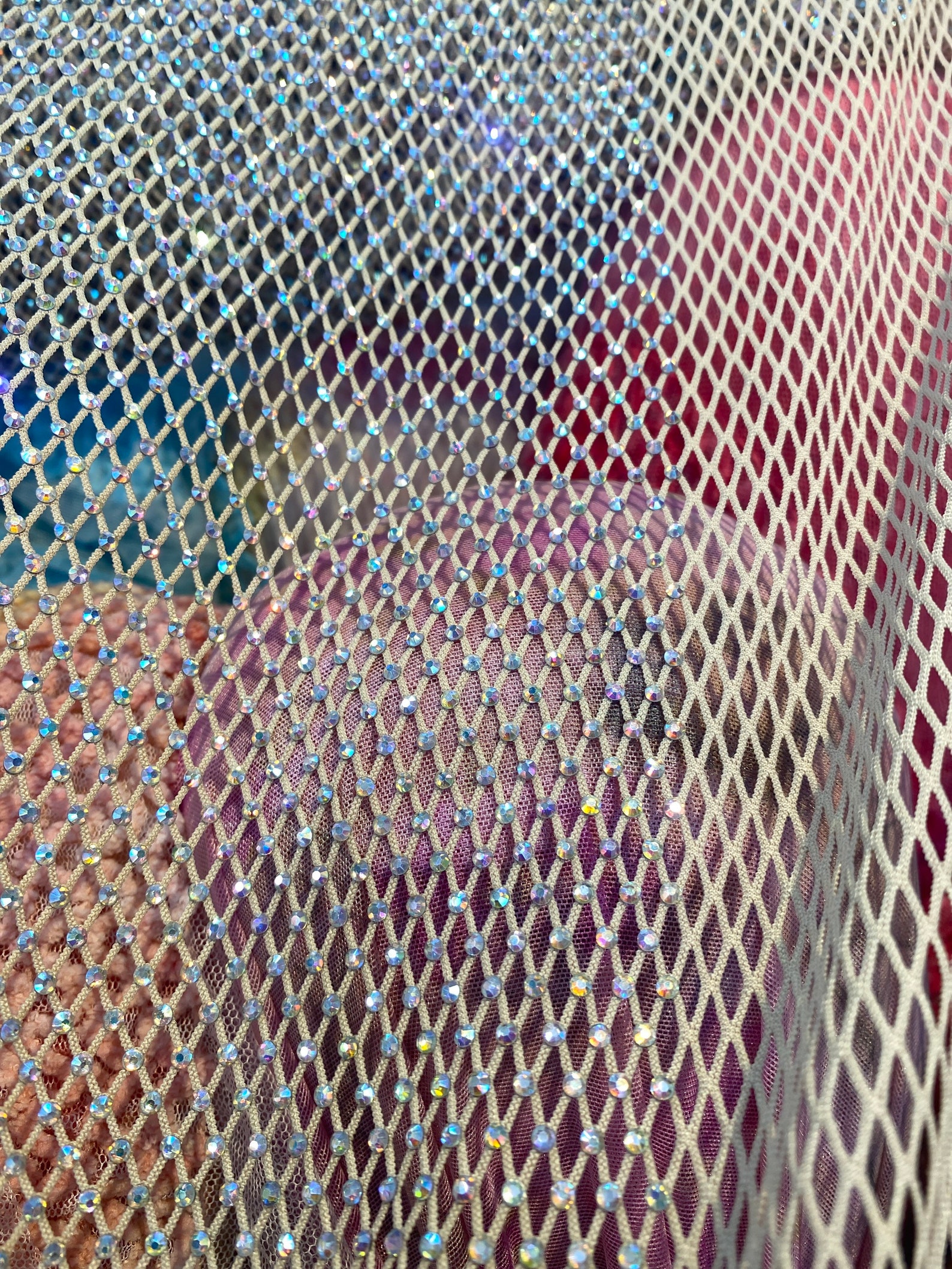 Tan Fish Net With Rhinestones Iredecen Stretches for All 4 Sides Sold ...