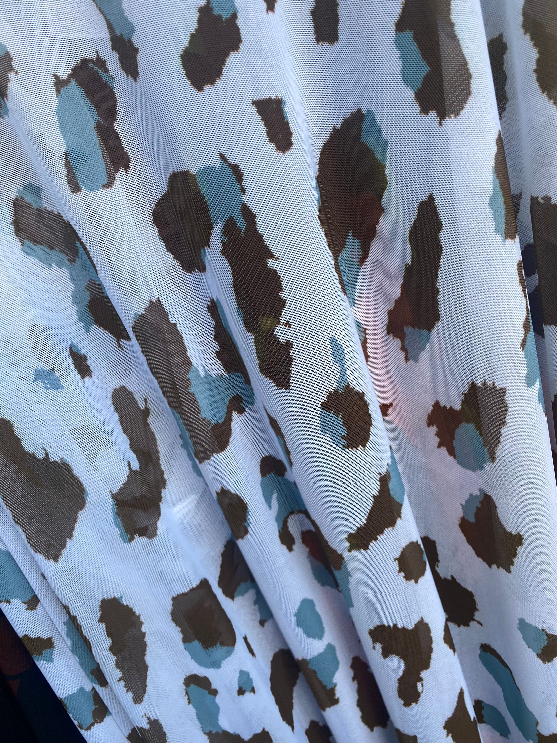 Cow Print Stretch 4 Way on Mesh Wheth /brow /blue Fabric by - Etsy
